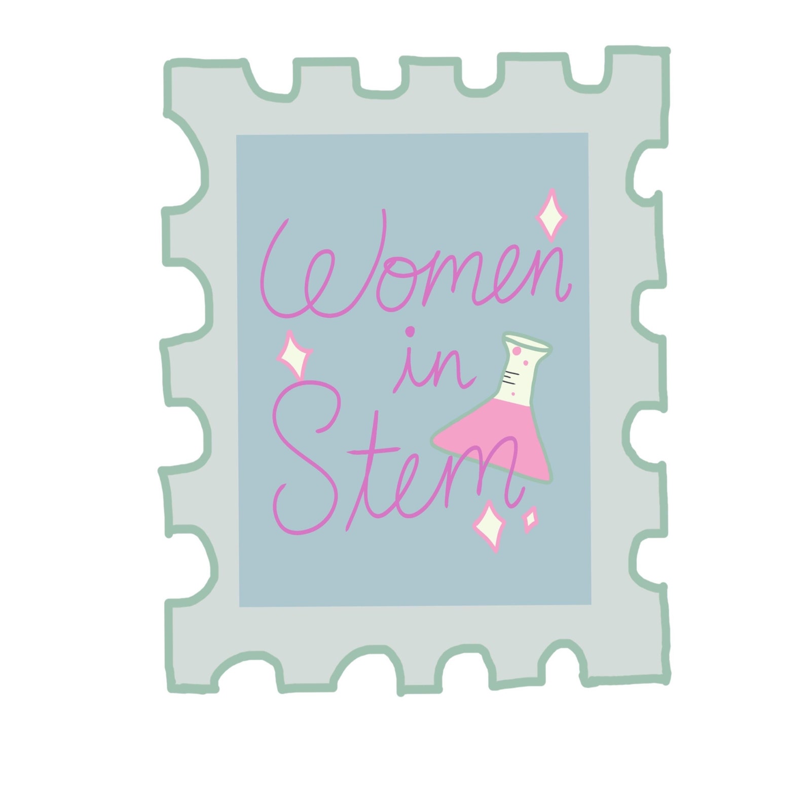 Women in Stem - Postage Stamp Waterproof Sticker | Laptop Sticker ...