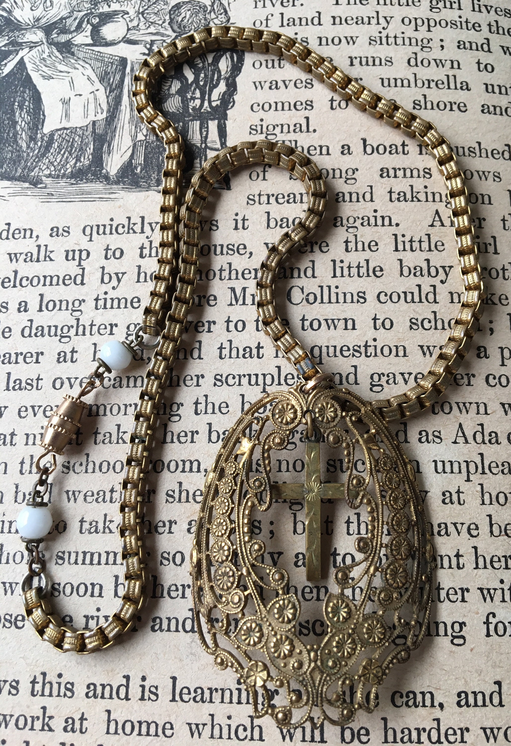 Antique Filigree Charm Religious Necklace - Etsy