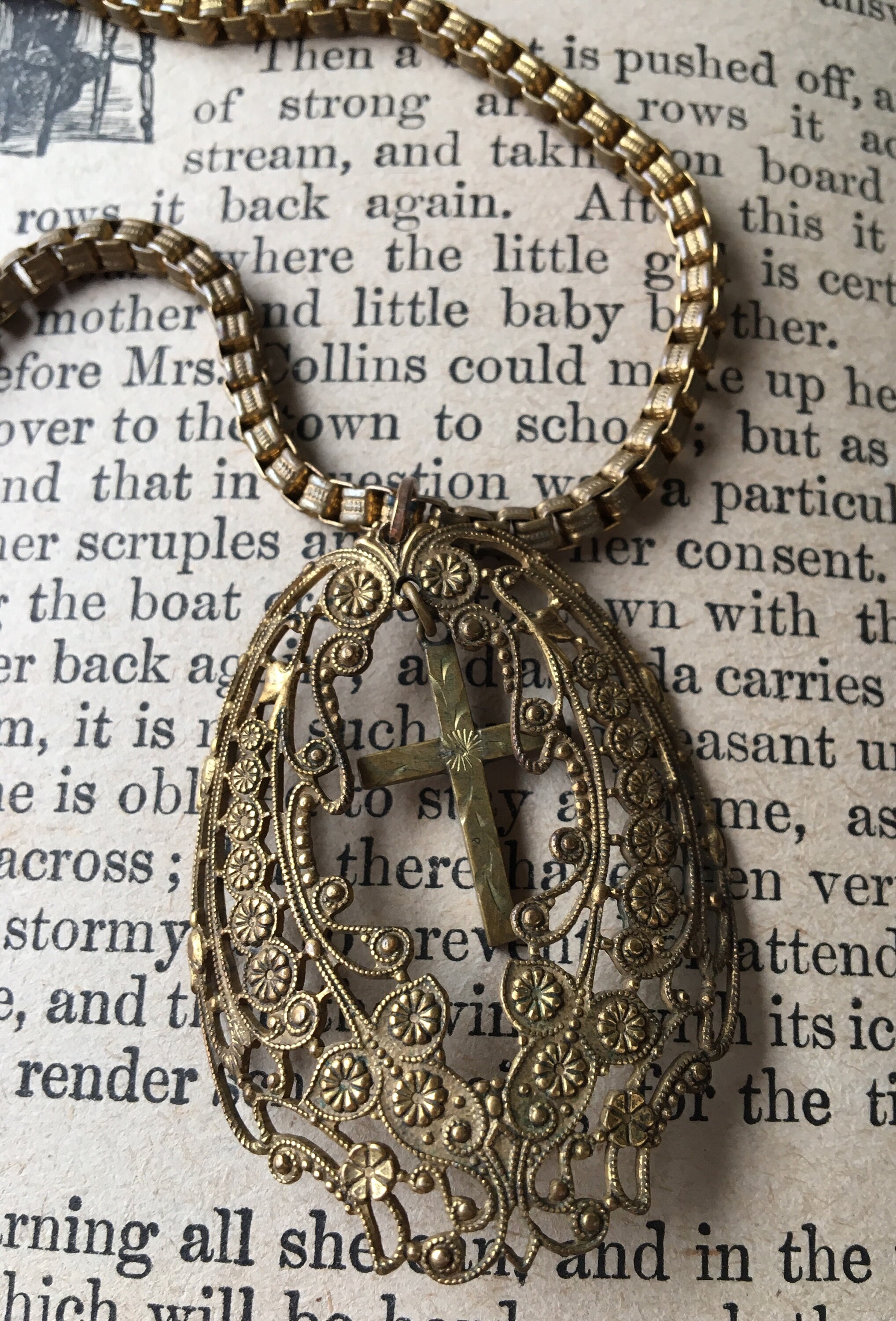 Antique Filigree Charm Religious Necklace - Etsy