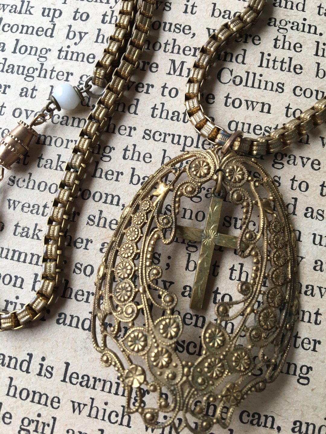 Antique Filigree Charm Religious Necklace - Etsy