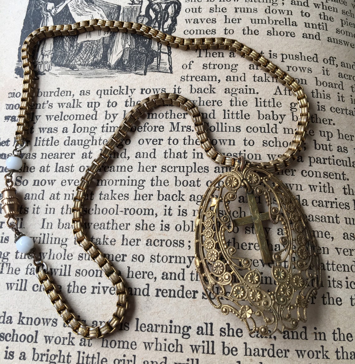 Antique Filigree Charm Religious Necklace - Etsy