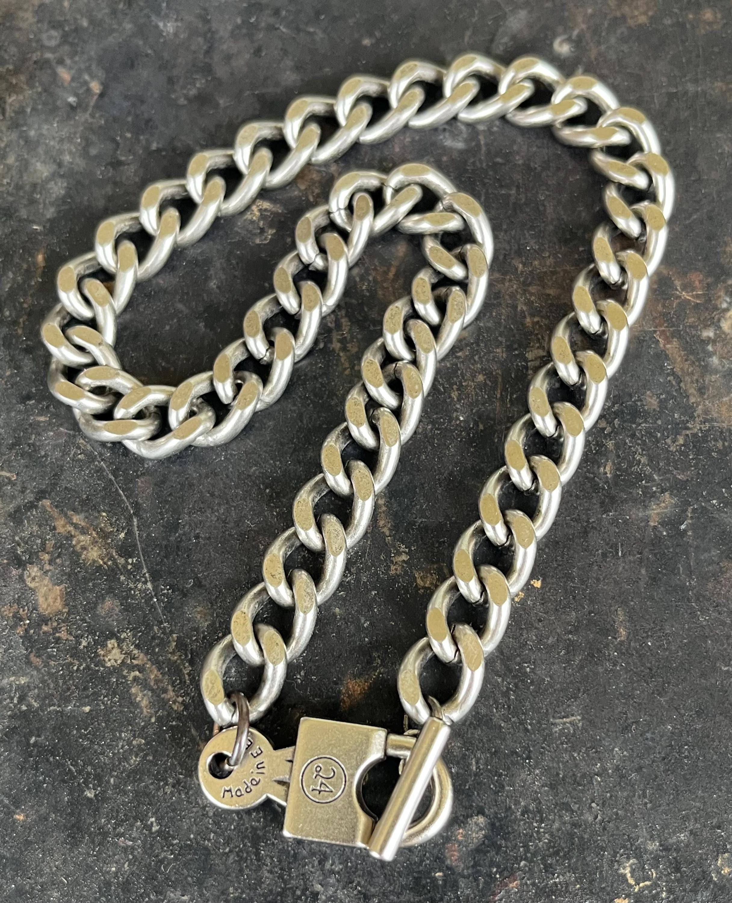 UNDER LOCK and KEY Chunky Curb Chain Necklace Lock and Key Pendants 24 ...