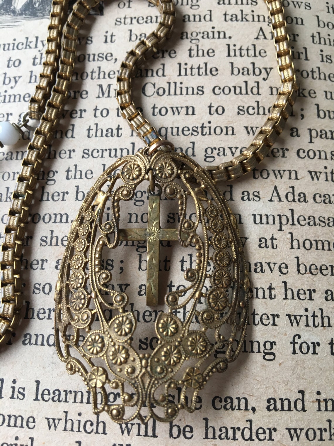 Antique Filigree Charm Religious Necklace - Etsy