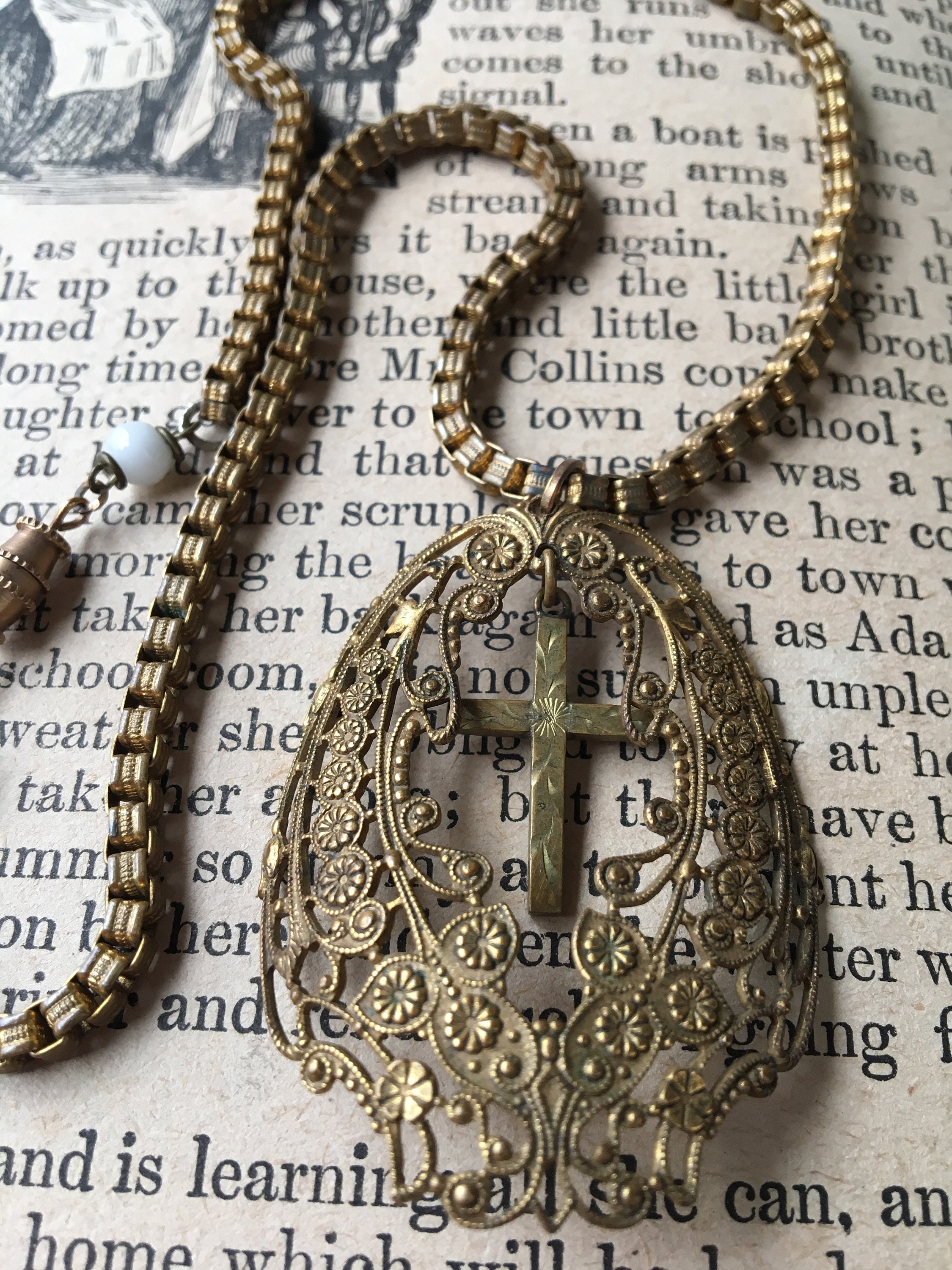 Antique Filigree Charm Religious Necklace - Etsy