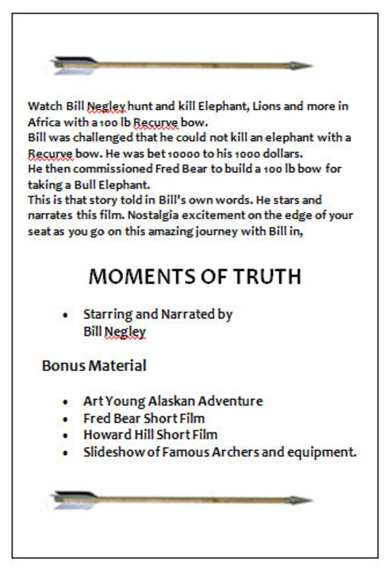 Moments of Truth DVD Starring Bill Negley - Traditional Recurve Bow ...