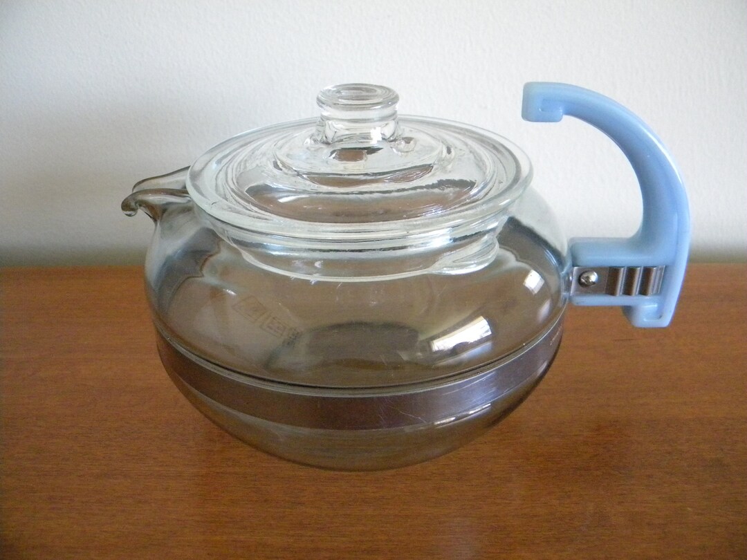 RARE Vintage Pyrex Teapot Delphite Blue Handle 9126 Turned up Handle, 6 ...