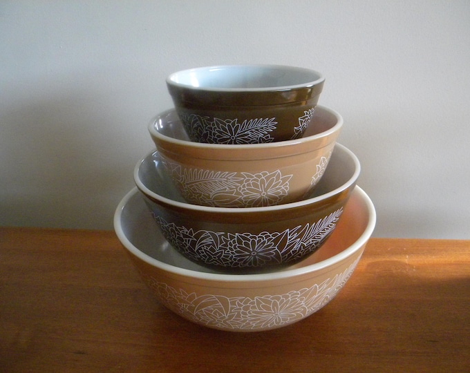 RARE in Box Vintage Pyrex Woodland Mixing Nesting Bowl Set 400 - 404 ...