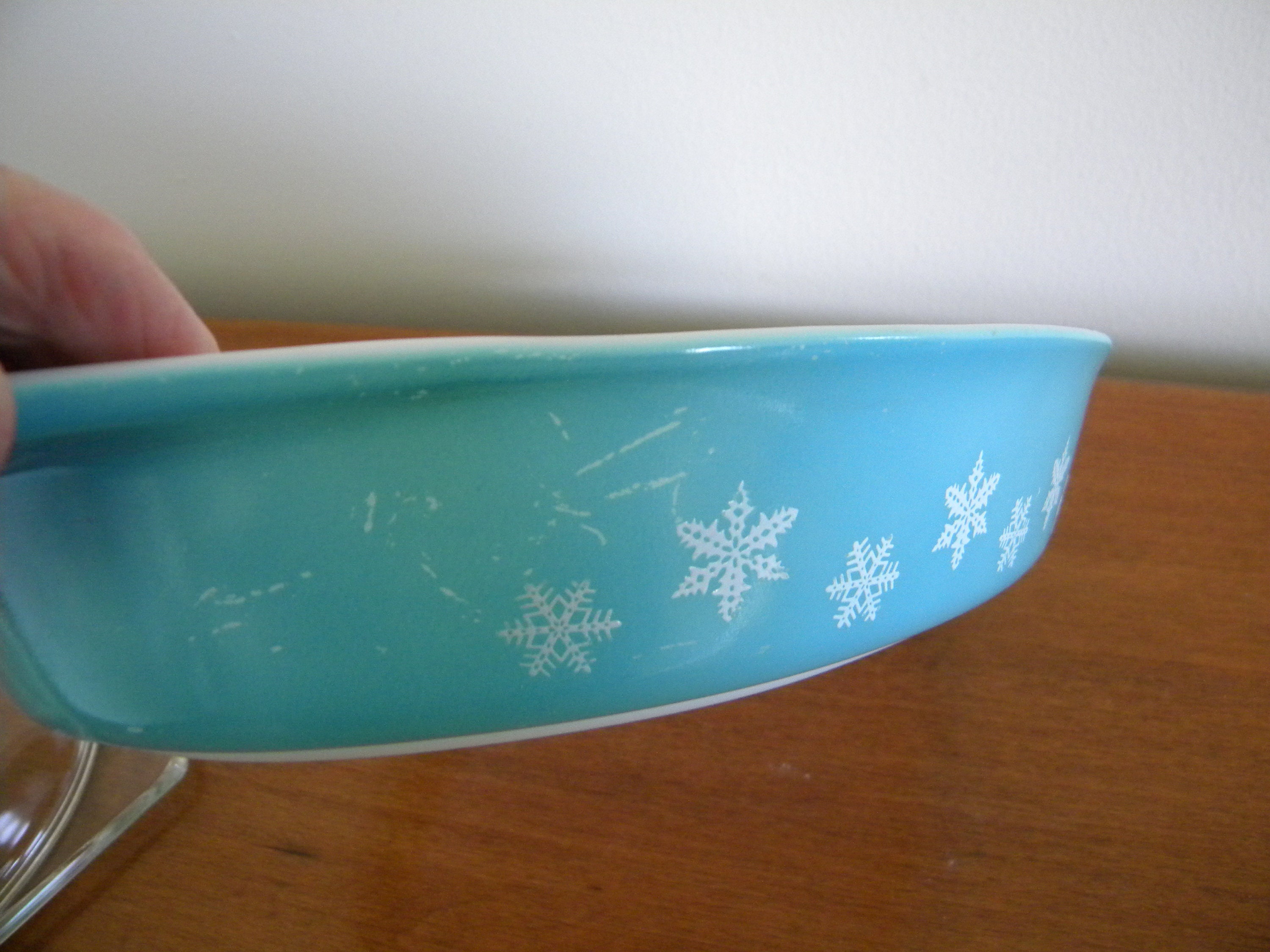 Vintage Pyrex Turquoise Snowflake Oval Divided Casserole Baking Serving ...