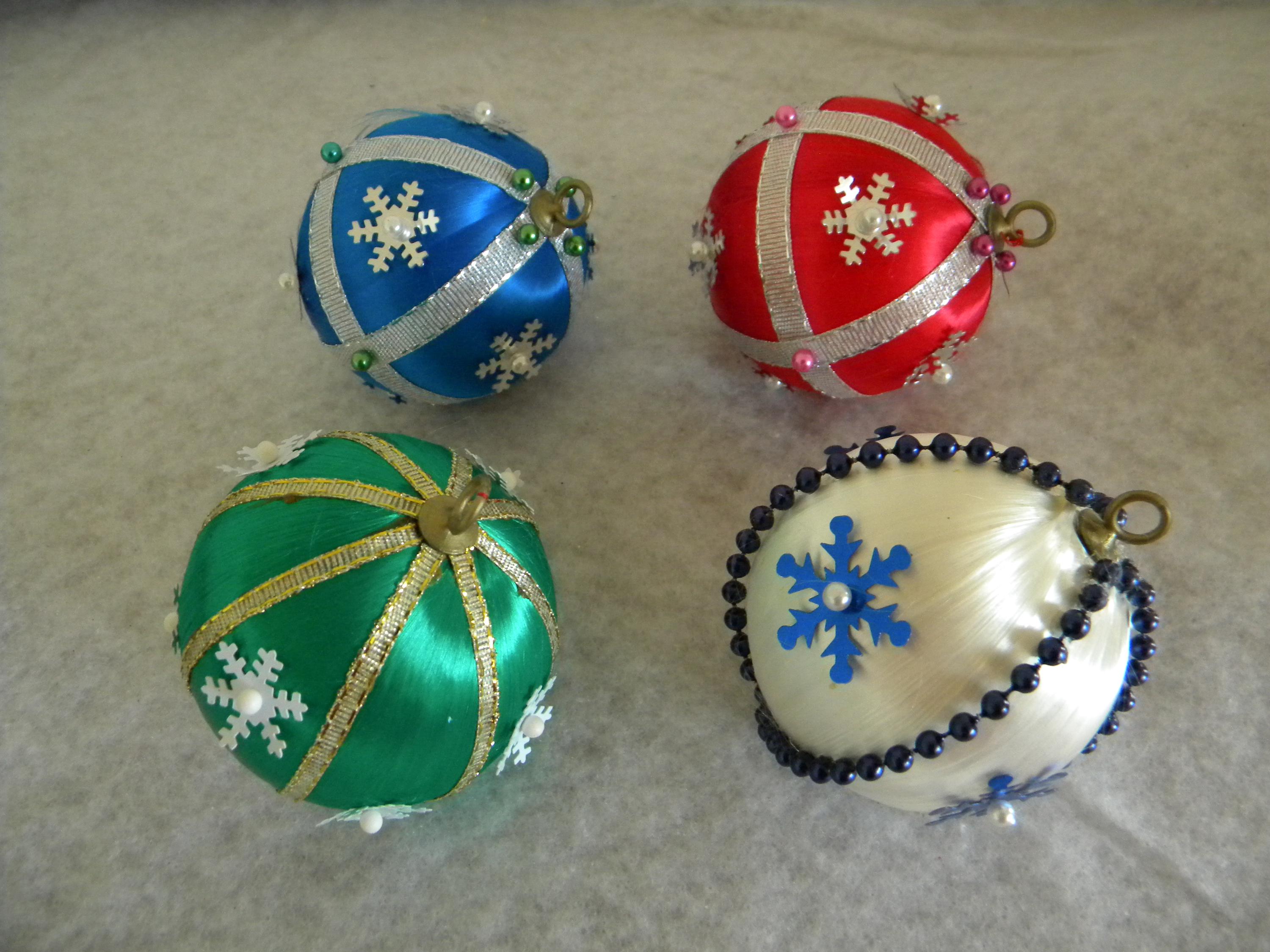 Vintage Satin Ball Push Pin Christmas Ornaments, Beaded Ornaments - Etsy