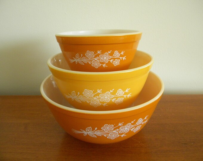 Vintage Pyrex Butterfly Gold Redesign Mixing Bowl Set 401 402 403 - Etsy