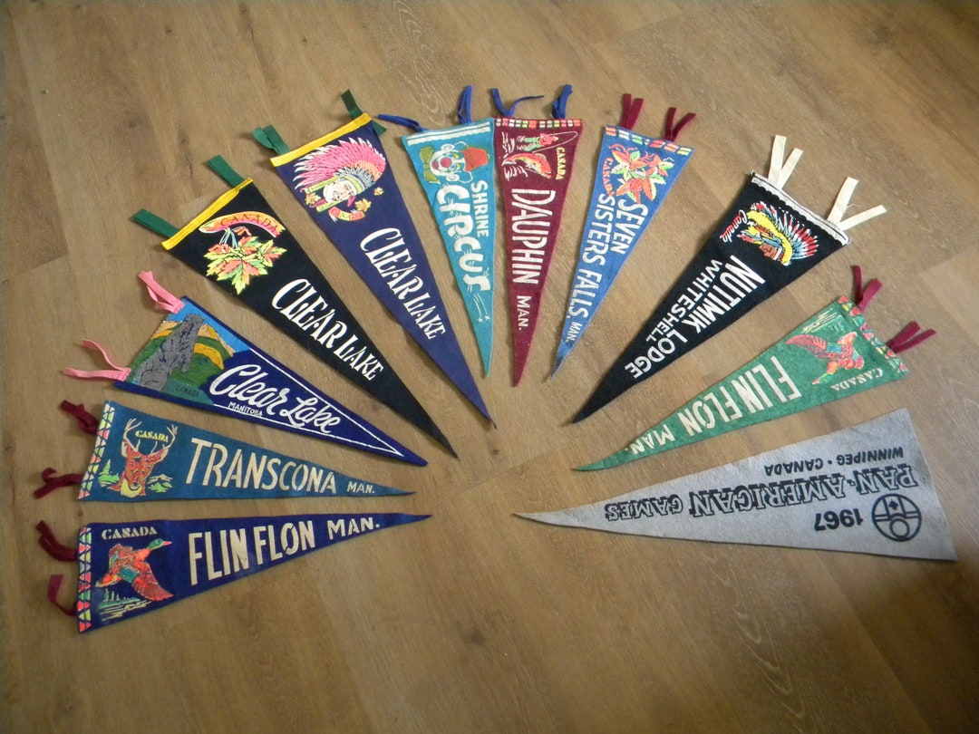 Vintage Felt Pennants Manitoba, Canada, Souvenir, Wall Hanging CHOICE of ONE Pennant - Etsy