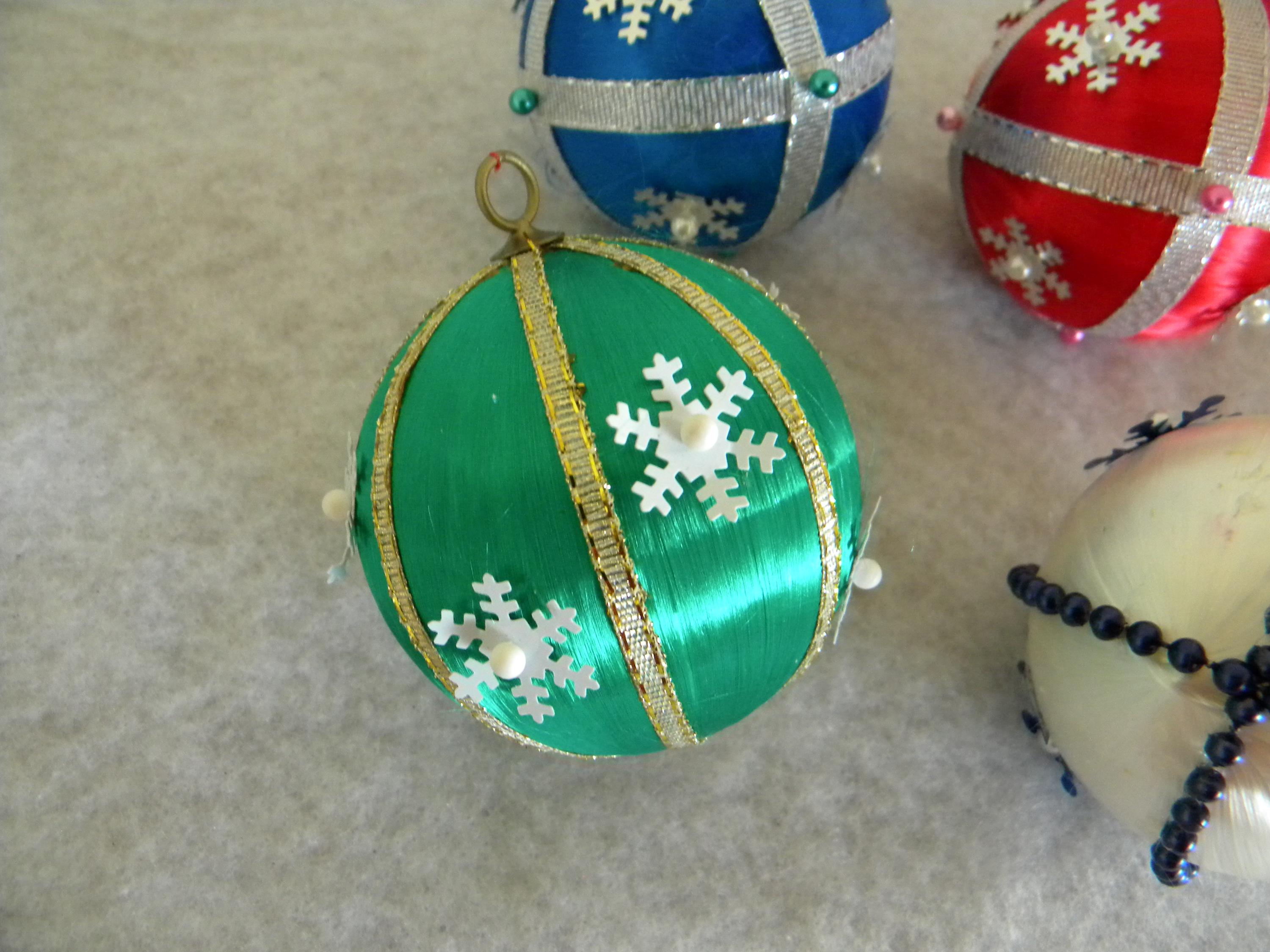 Vintage Satin Ball Push Pin Christmas Ornaments, Beaded Ornaments - Etsy