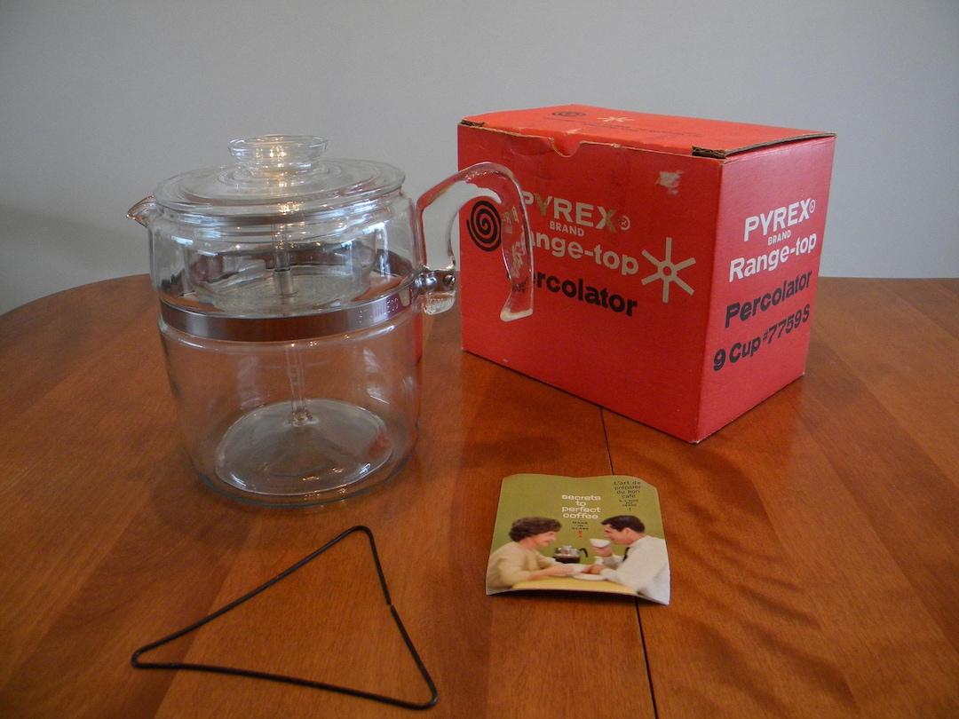 Vintage PYREX 6-9 Cup Flameware Glass Coffee Percolator #7759 With Heat ...