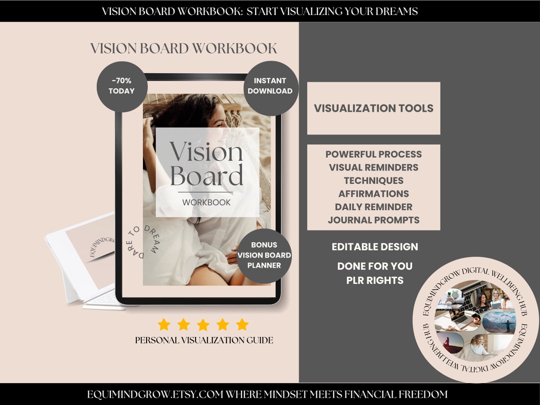 2024 Vision Board Printable PDF: Vision Board Workbook, Affirmations ...