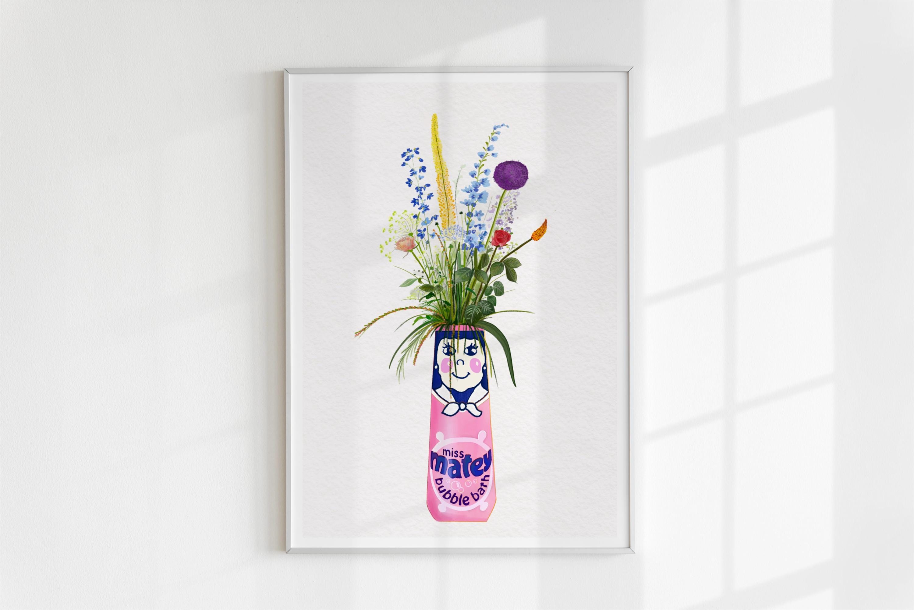 Set of 2 Mr and Miss Matey Bubble Bath Bathroom Art Prints With Flowers ...