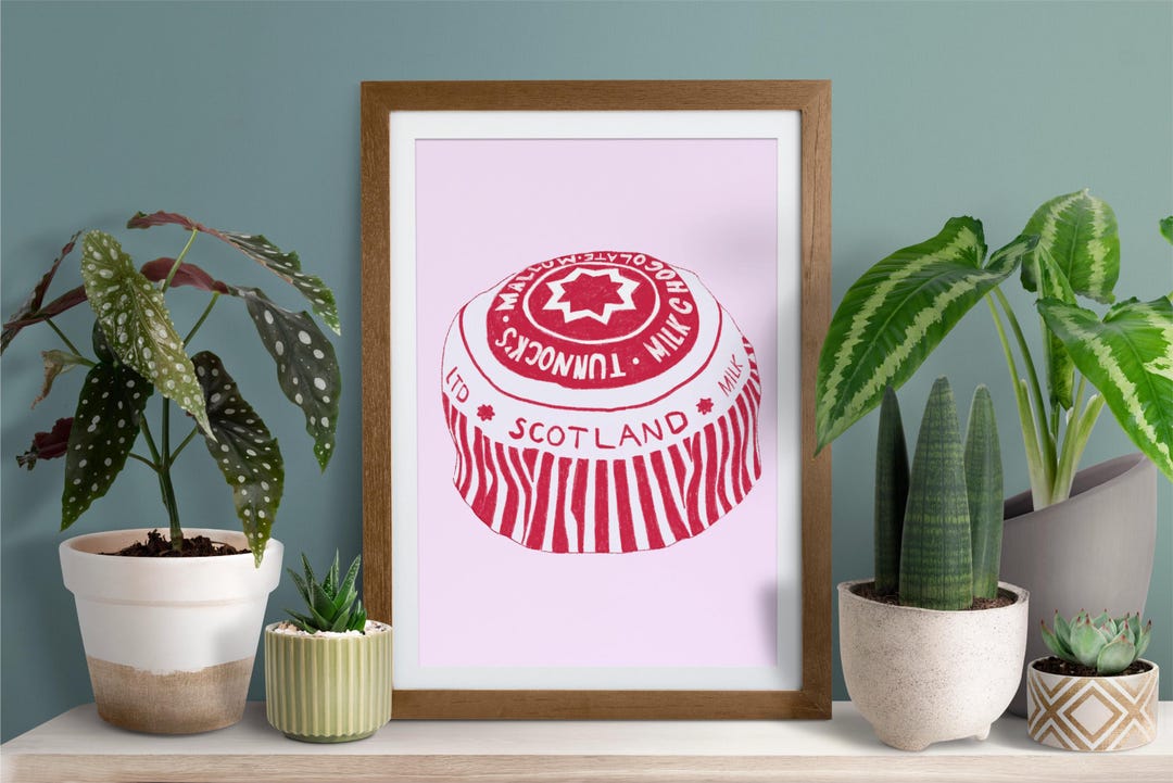 Tunnocks Tea Cakes Kitchen Poster/art Print, Unframed A5 A4 A3, Pink ...