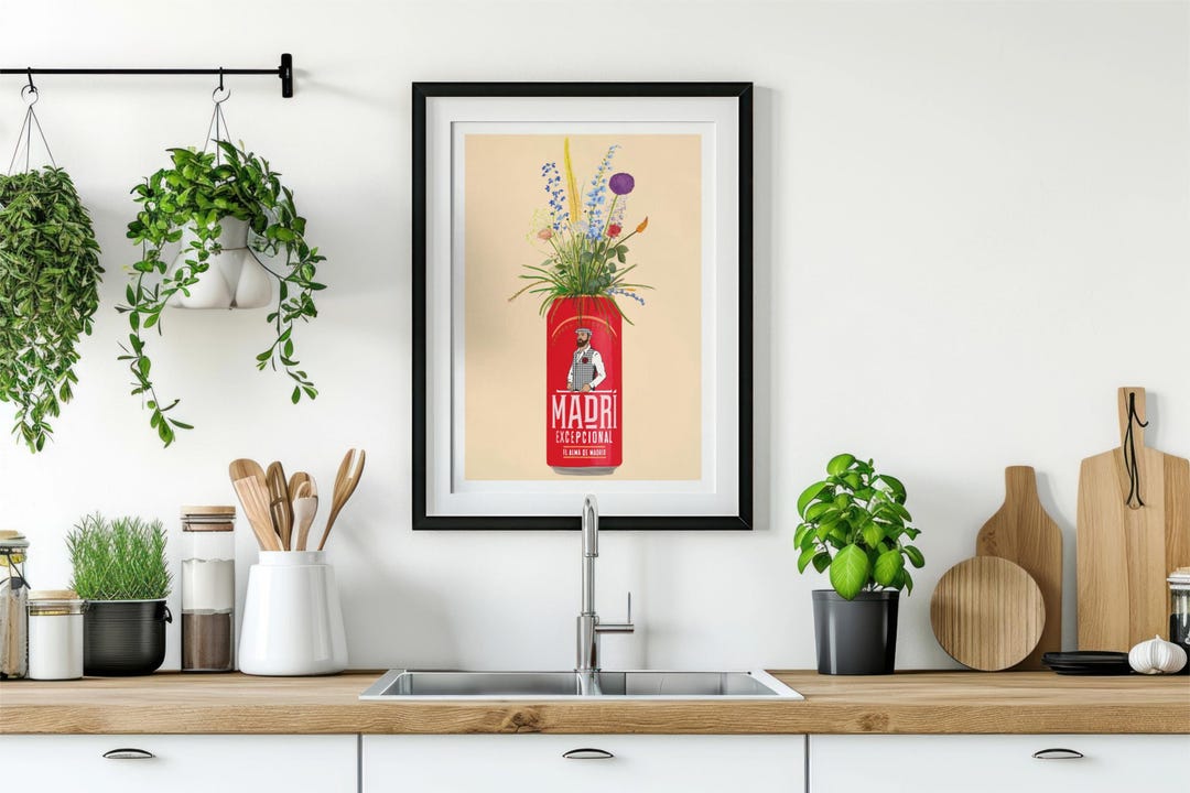 Madri Lager With Cottage Garden Flowers Bar/kitchen Art Print/poster ...