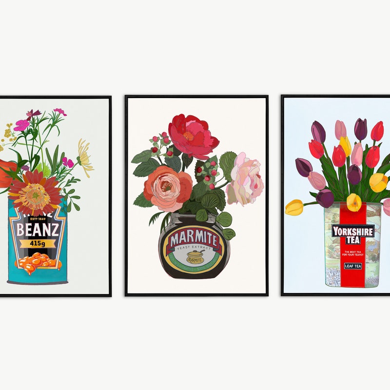 Quirky Kitchen Art Set - Etsy UK