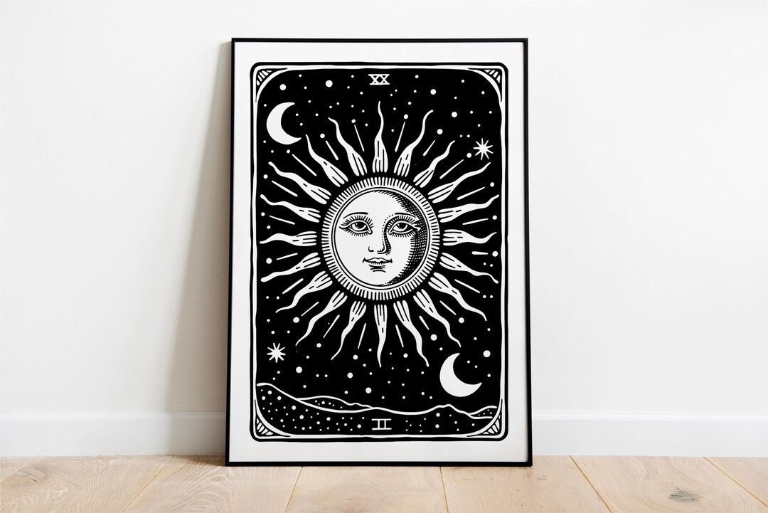 Celestial Sun and Moon Poster Tarot Illustration Unframed A5 A4 A3 ...