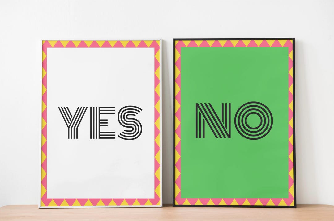 Retro, Colourful, Yes, No Art Print Poster Set, More Colour Options ...