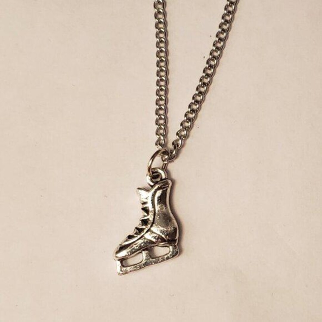Ice Skate Pendant Necklace Skater Figure Skating Hockey Theme Stainless ...