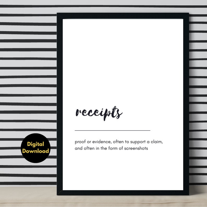 Receipts Gen Z Humor American Slang Word Definition Poster Dorm Room ...