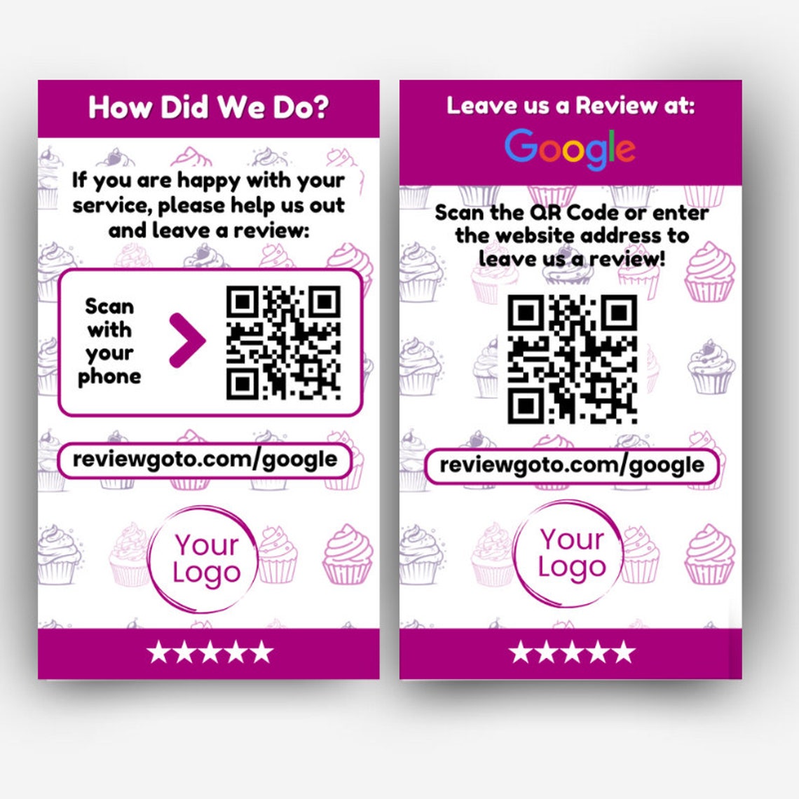 Review Cards, Bakery Style #3 Review Cards, QR Code Business Cards ...