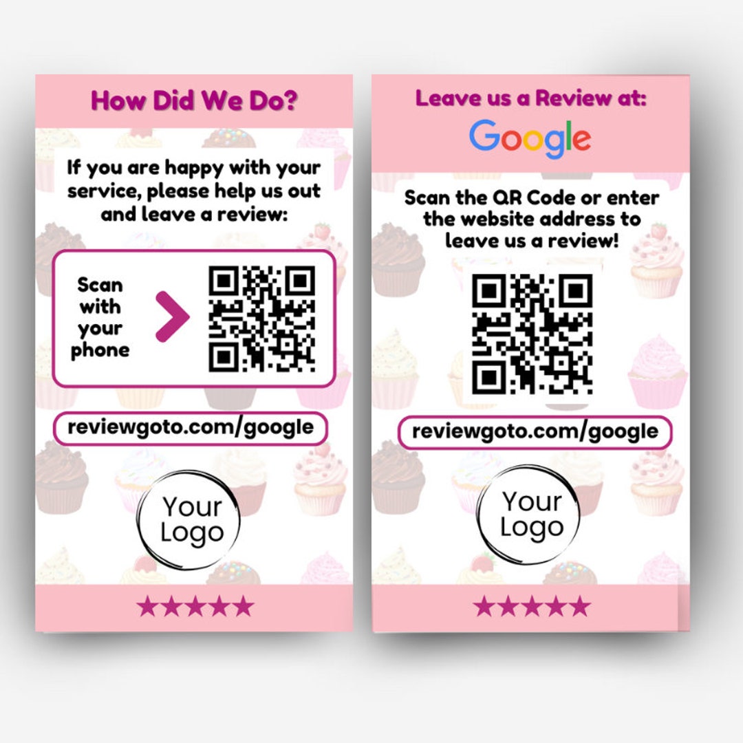 Review Cards, Bakery Style #2 Review Cards, QR Code Business Cards ...