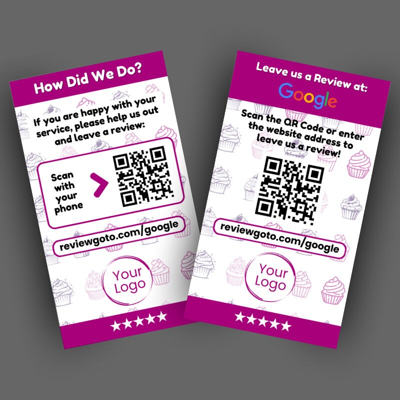 Review Cards, Bakery Style #3 Review Cards, QR Code Business Cards ...