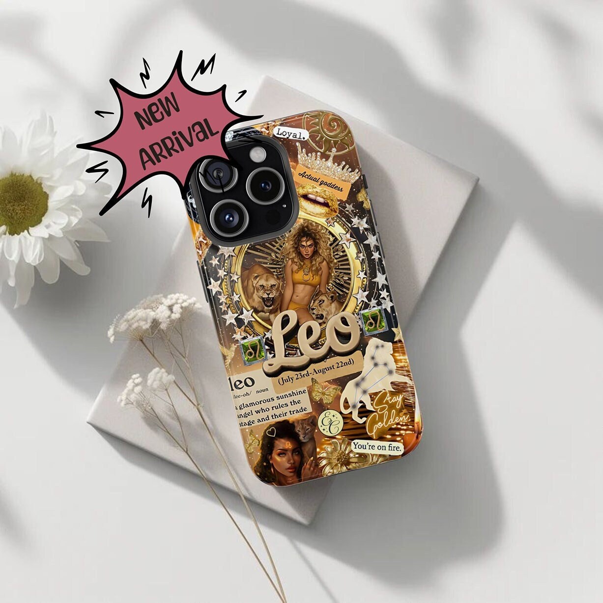 Glamorous Golden Leo Zodiac Sign Tough Phone Case, iPhone 8 X 11 12 13 ...