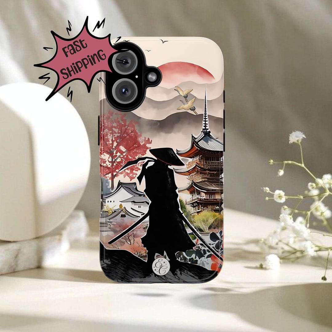 Japanese Samurai Watercolor Art Tough Phone Case, Japanese Art Phone ...