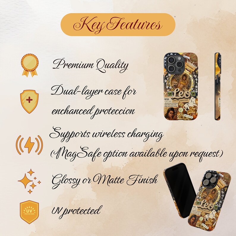 Glamorous Golden Leo Zodiac Sign Tough Phone Case, iPhone 8 X 11 12 13 ...