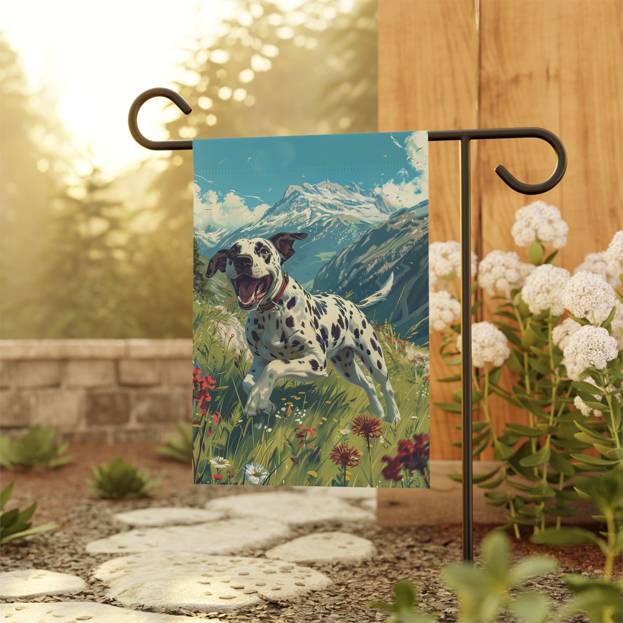 Botanical Dalmatian Garden House Banner, House Flag for Dalmatian ...