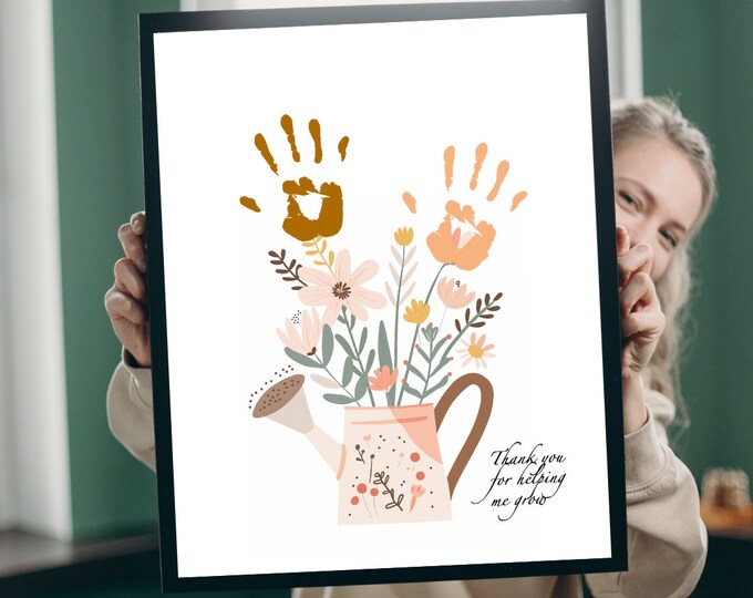 Flower Handprint Art, Teacher Gift, Mother's Day Keepsake (digital ...