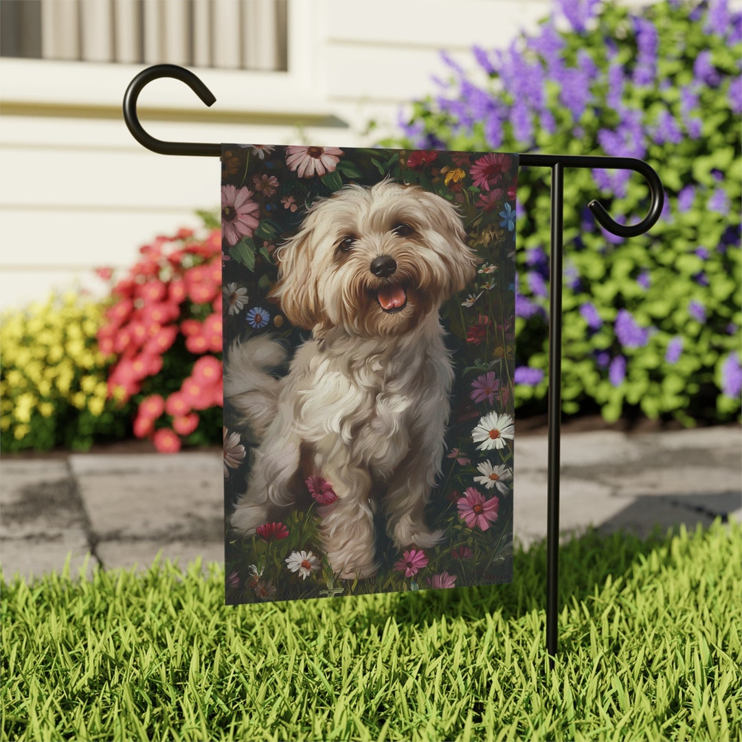 Botanical Havanese Garden House Banner, House Flag for Havanese, Garden ...