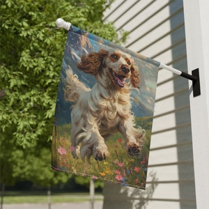 Botanical Cocker Spaniel Garden House Banner, House Flag for Cocker ...
