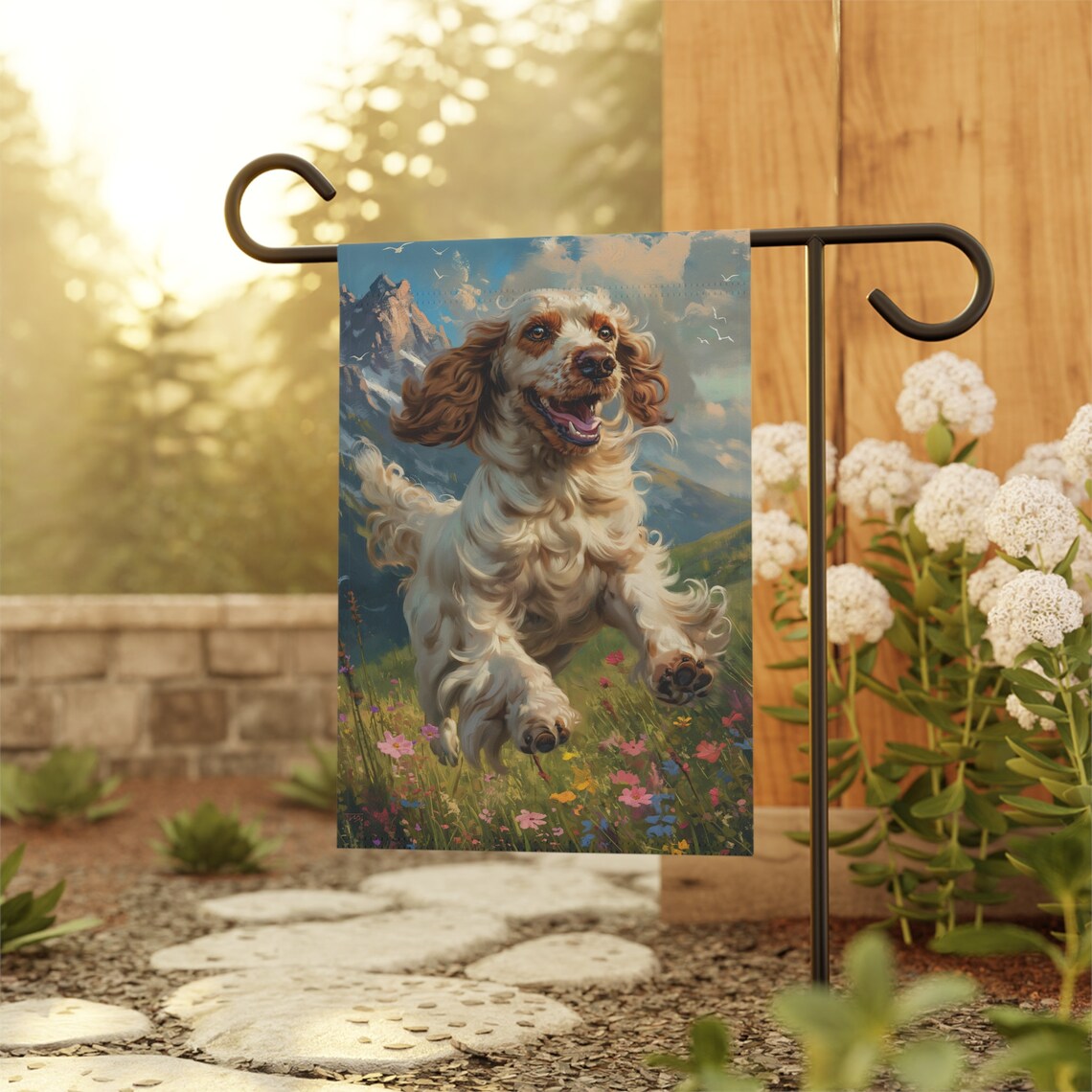 Botanical Cocker Spaniel Garden House Banner, House Flag for Cocker ...