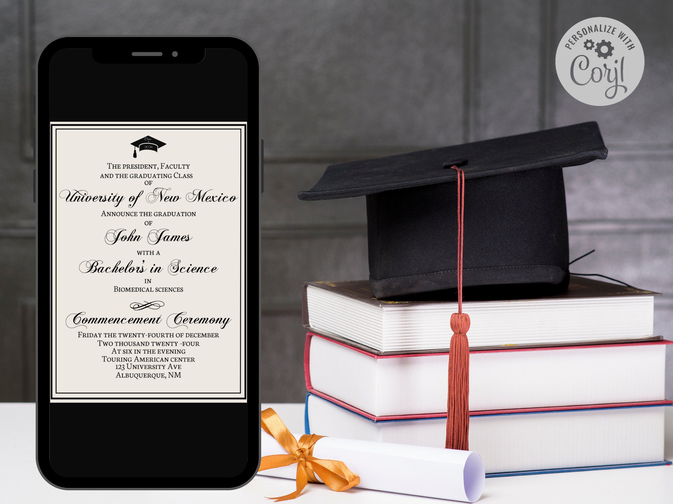 Personalizable Formal Graduation Invitation for Bachelor's or Master's ...