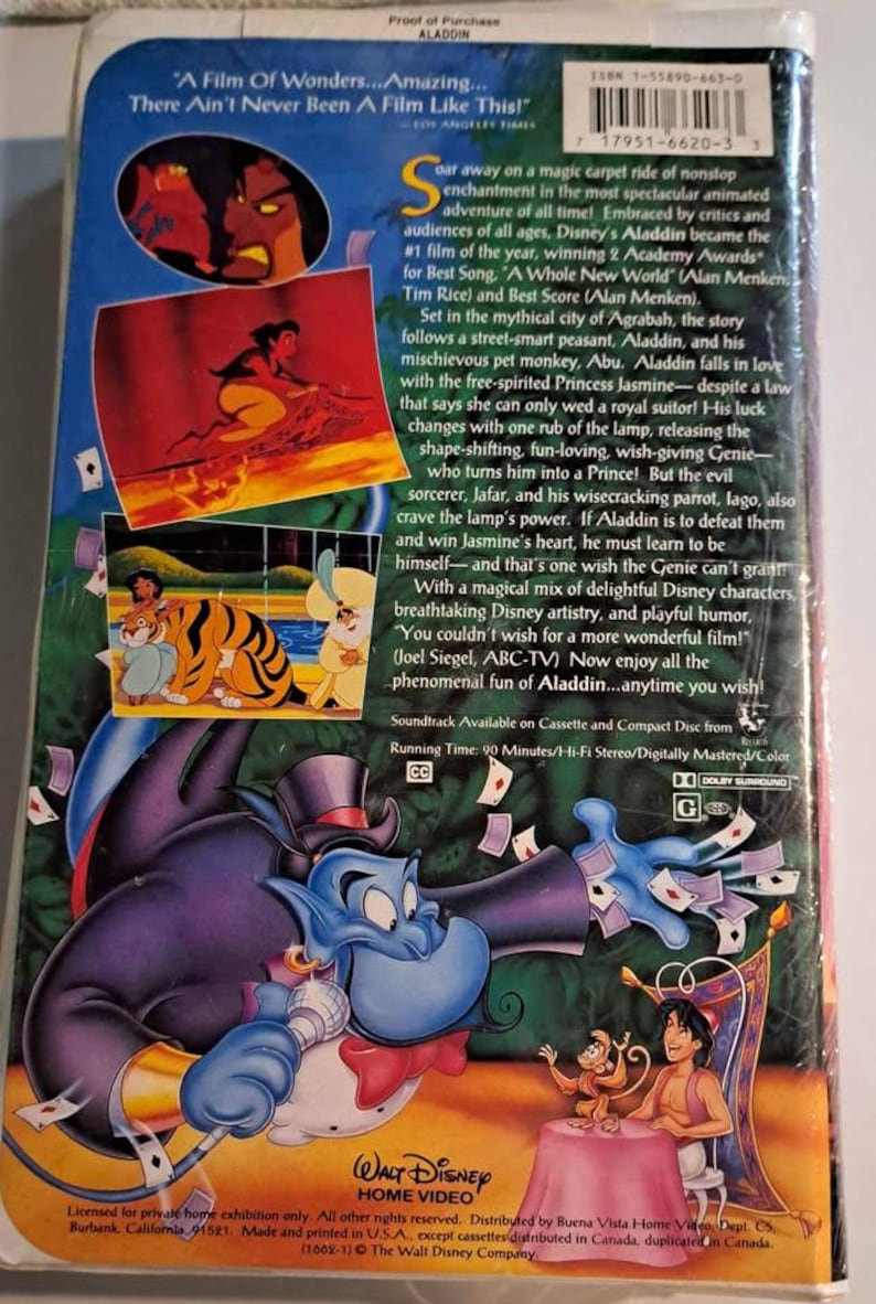Disney's Aladdin Coloring Book 1992 and Disney's Animated Aladdin VHS ...