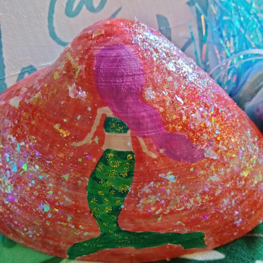 Hand Painted Mermaid Shell With a Sack of Mermaid - Etsy