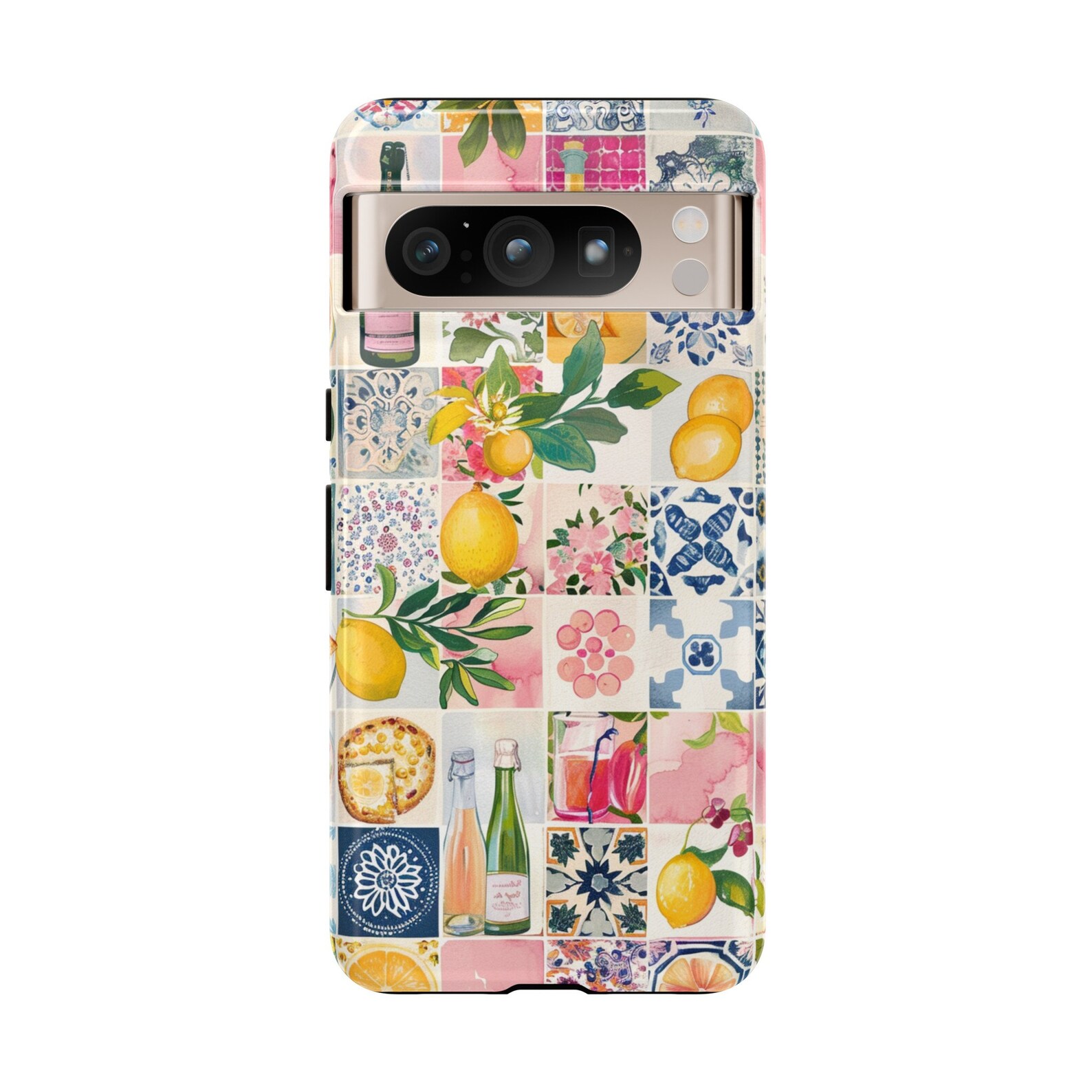 Italian Tile Phone Case, Pastel Collage, Lemons, Flowers, Limoncello ...