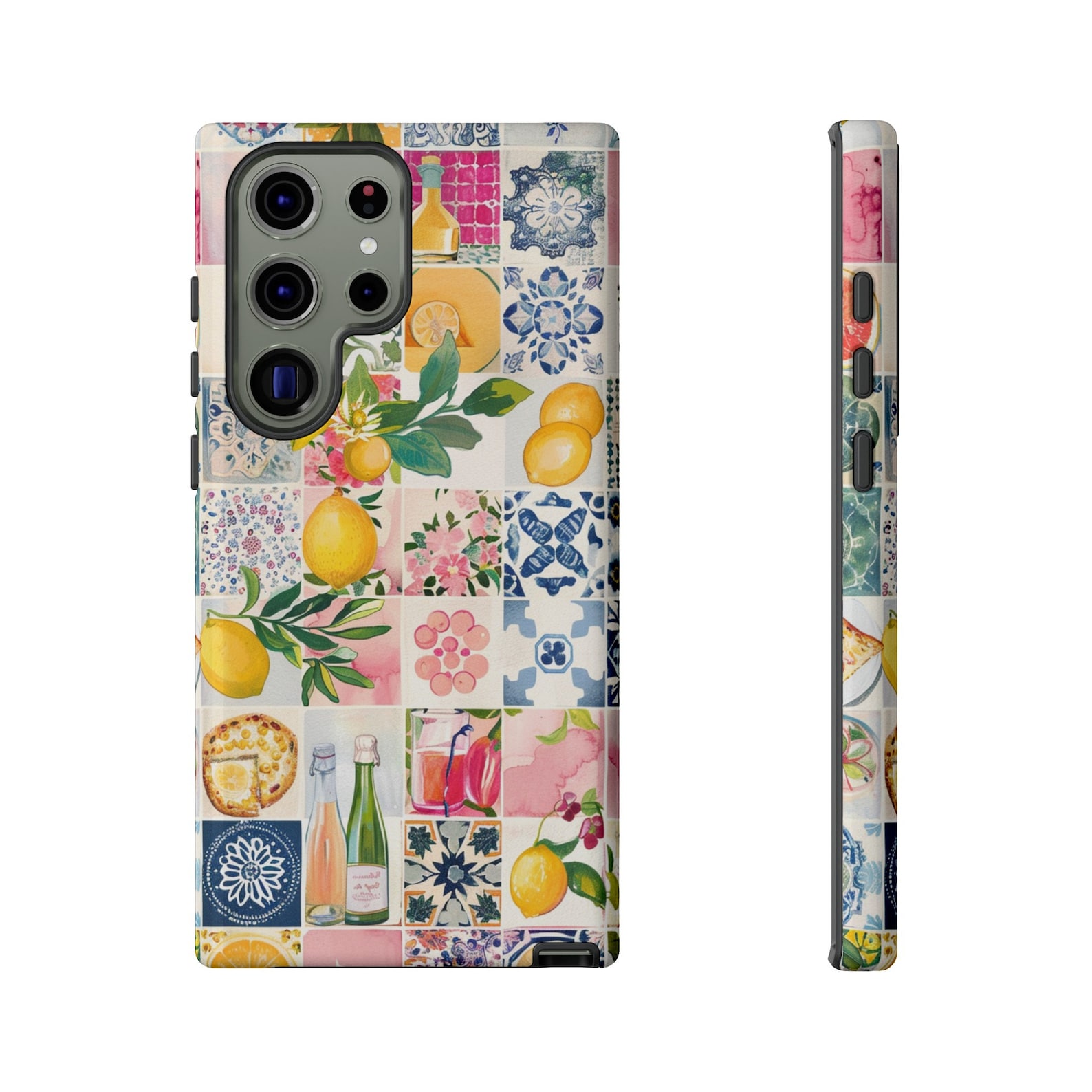 Italian Tile Phone Case, Pastel Collage, Lemons, Flowers, Limoncello ...