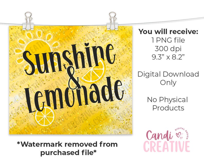 Summer 20oz Tumbler Wrap PNG Sublimation Design, Sunshine and Lemonade ...
