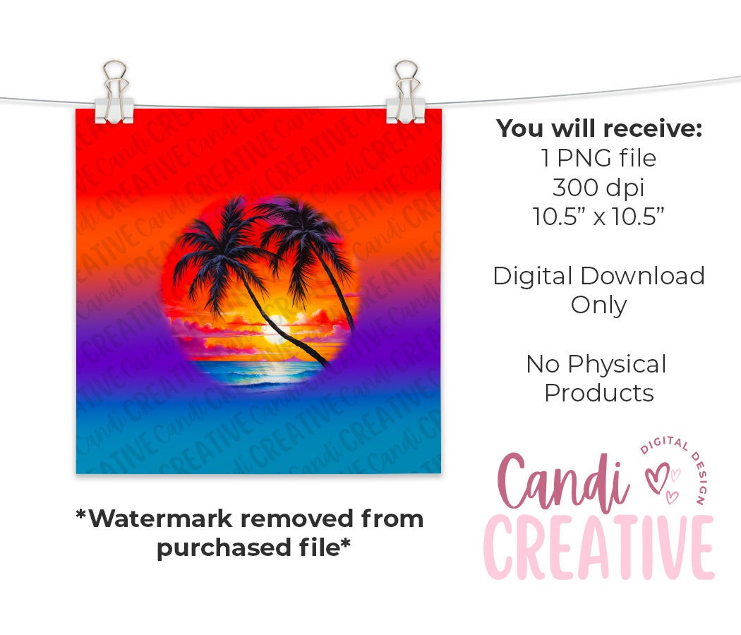Palm Tree Wind Spinner PNG, Beach Wind Spinner Designs, Ocean Sunset ...