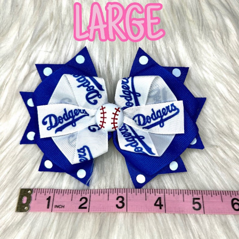 Over the Top Baseball Themed Hair Bow Dodgers - Etsy