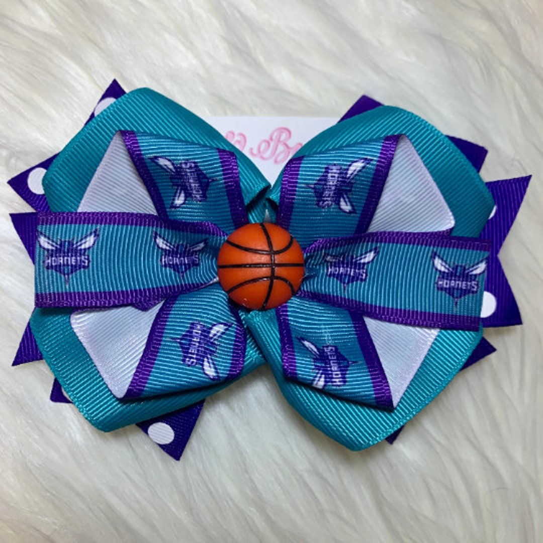 Over the Top Basketball Themed Hair Bow Hornets - Etsy