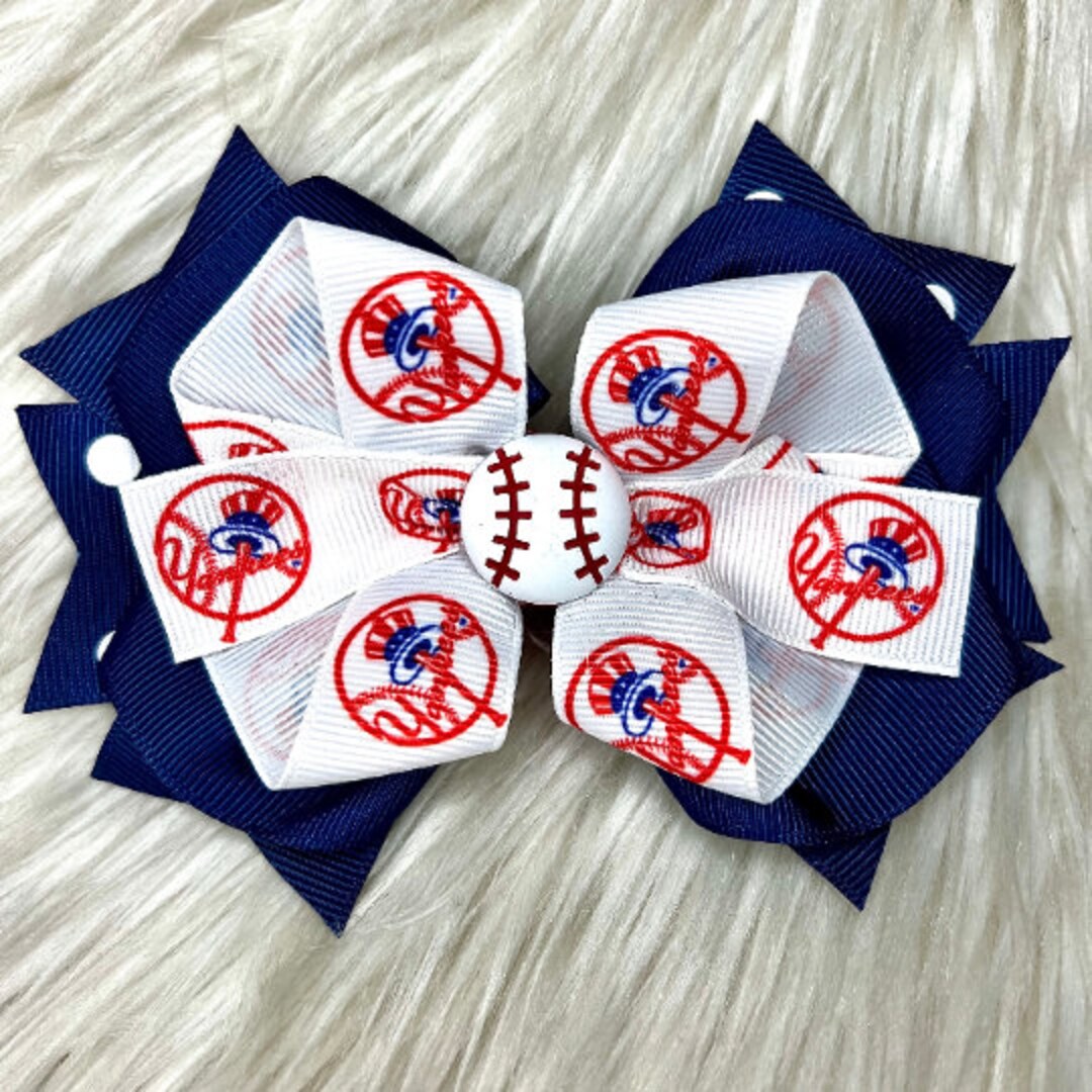 Over the Top Baseball Themed Hair Bow Yankees **throwback** - Etsy