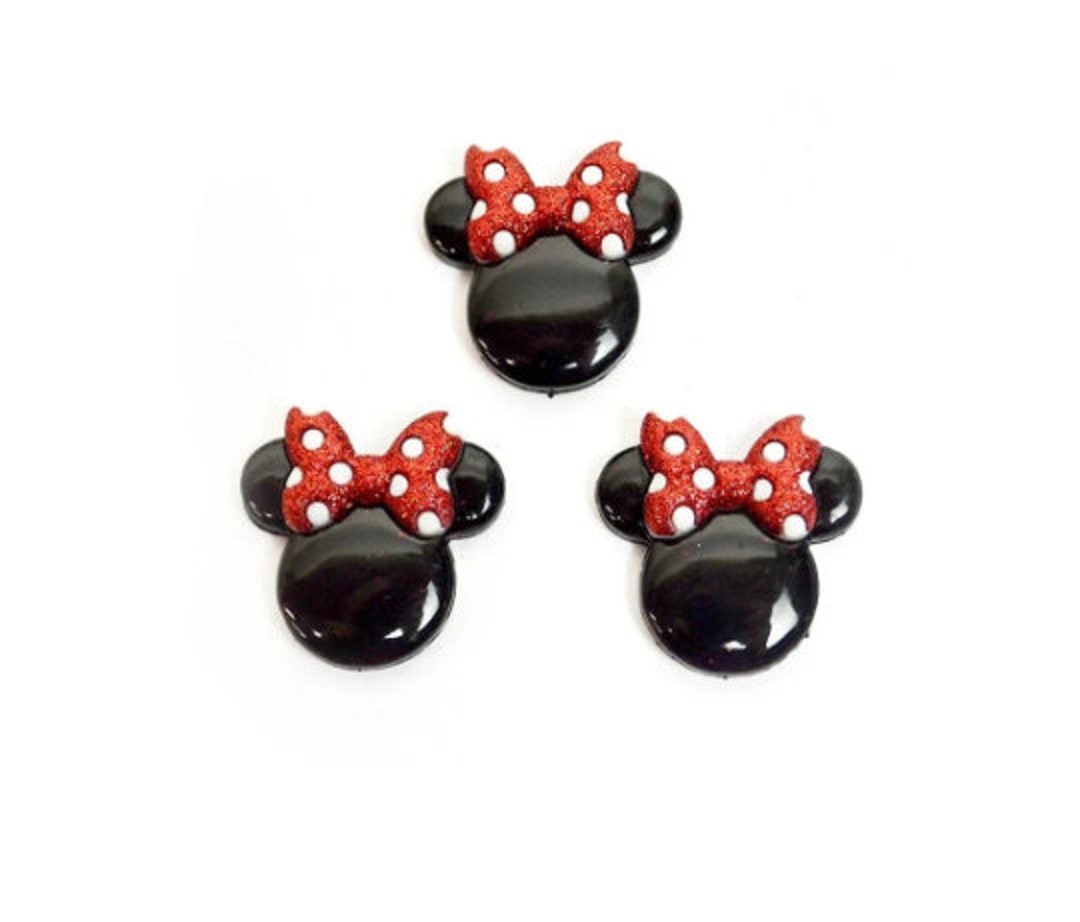 Disney Minnie Mouse Glitter Bow Button - Etsy