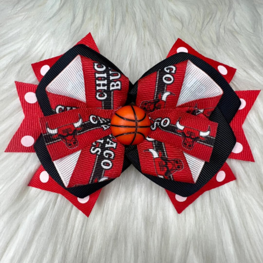 Over the Top Basketball Themed Hair Bow Bulls - Etsy