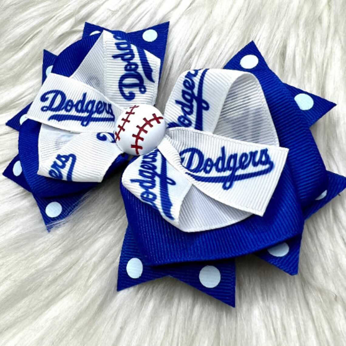 Over the Top Baseball Themed Hair Bow Dodgers - Etsy